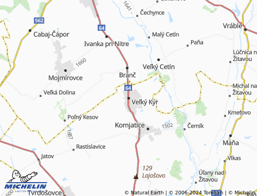 MICHELIN Veľký Kýr map - ViaMichelin