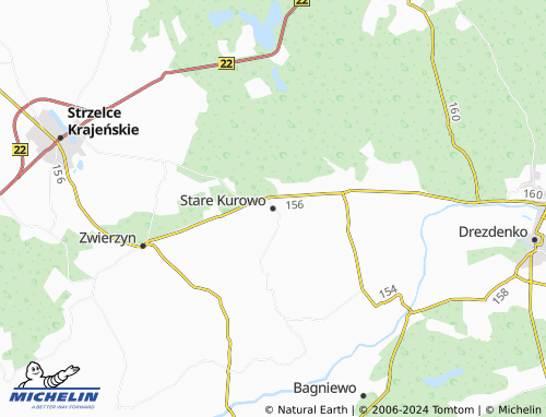 MICHELIN Stare Kurowo map - ViaMichelin