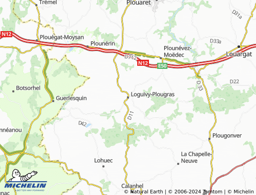 Carte MICHELIN Loguivy-Plougras - ViaMichelin