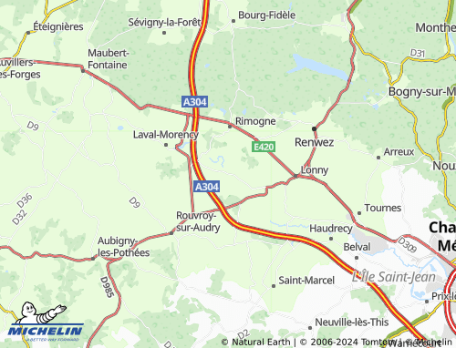 Carte MICHELIN Murtin-et-Bogny - ViaMichelin