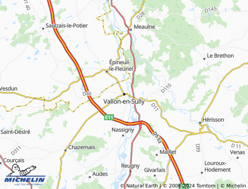 Carte MICHELIN Vallon-en-Sully - ViaMichelin