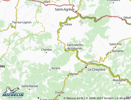 Carte MICHELIN Saint-Martin-de-Valamas - ViaMichelin