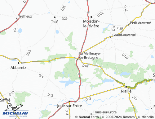 Carte MICHELIN La Meilleraye-de-Bretagne - ViaMichelin
