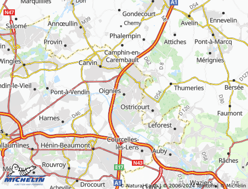 MICHELIN Oignies map - ViaMichelin