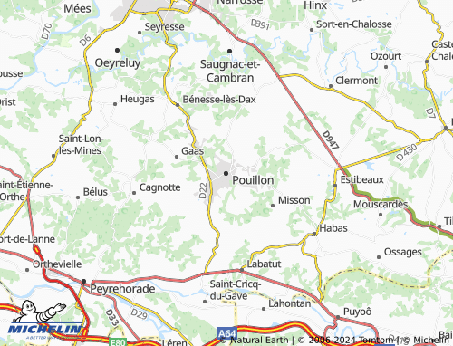 Carte MICHELIN Pouillon - ViaMichelin