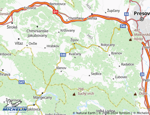 MICHELIN Kvačany map - ViaMichelin