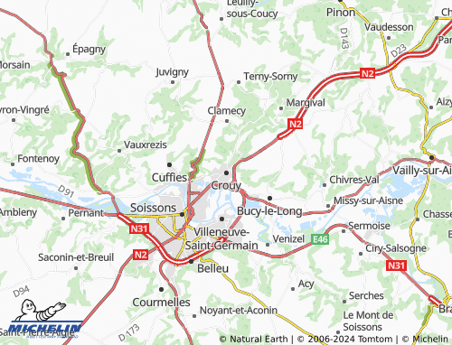 Carte MICHELIN Crouy - ViaMichelin