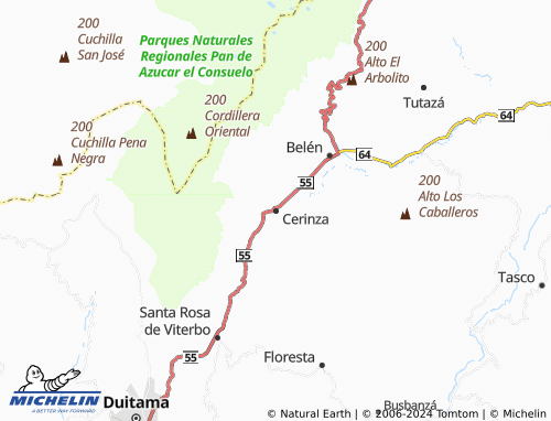 MICHELIN-Landkarte Cerinza - ViaMichelin