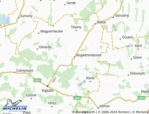 MICHELIN Bogádmindszent map - ViaMichelin