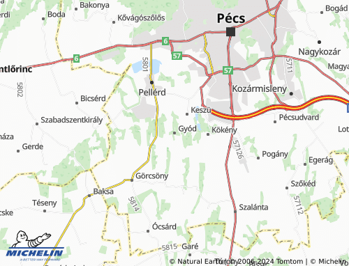 MICHELIN-Landkarte Gyód - ViaMichelin