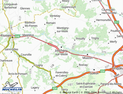 Carte MICHELIN Jonchery-sur-Vesle - ViaMichelin