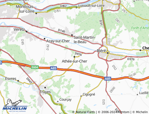 Carte MICHELIN Athée-sur-Cher - ViaMichelin