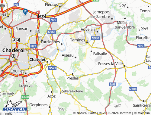 MICHELIN-Landkarte Aiseau-Presles - ViaMichelin