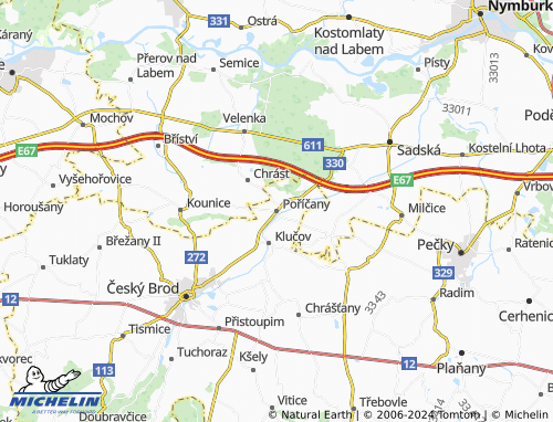 Mapa MICHELIN Poříčany - ViaMichelin