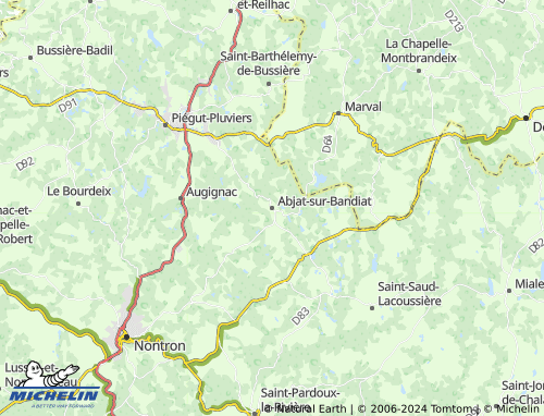 Carte MICHELIN Abjat-sur-Bandiat - ViaMichelin