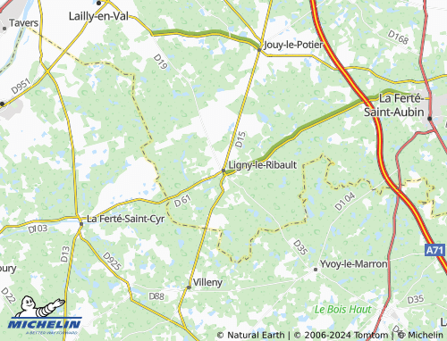 Carte MICHELIN Ligny-le-Ribault - ViaMichelin