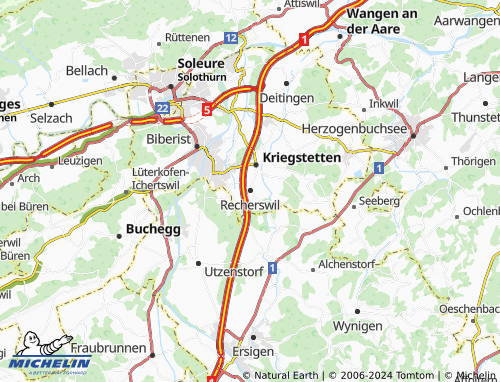 MICHELIN Recherswil map - ViaMichelin