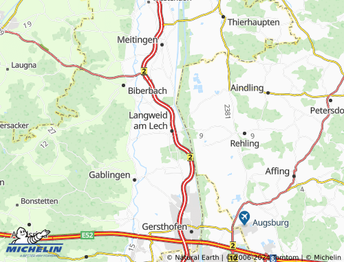 MICHELIN-Landkarte Langweid am Lech - ViaMichelin