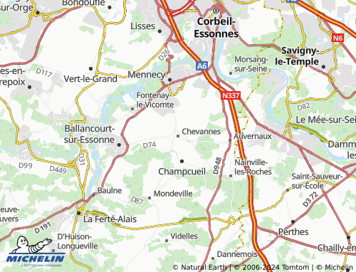 Carte MICHELIN Chevannes - ViaMichelin
