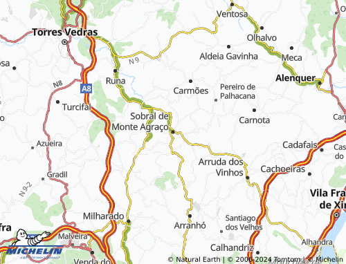 Mapa MICHELIN Sobral de Monte Agraço - ViaMichelin