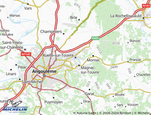 Carte MICHELIN Ruelle-sur-Touvre - ViaMichelin