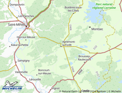 Carte MICHELIN Apremont-la-Forêt - ViaMichelin