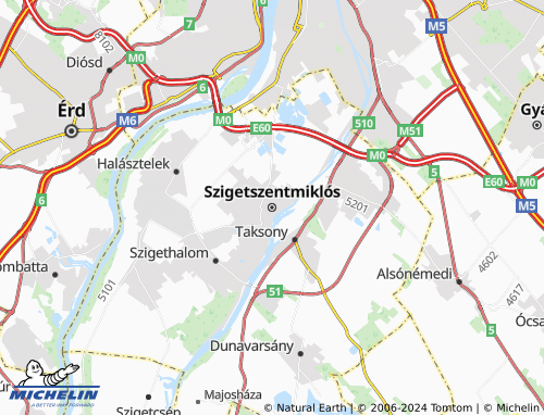 MICHELIN Szigetszentmiklós map - ViaMichelin