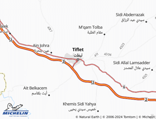 Carte MICHELIN Tiflet - ViaMichelin