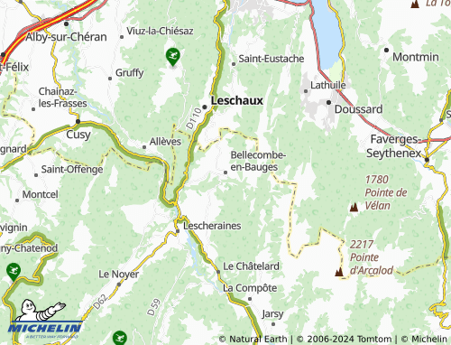 Carte MICHELIN Bellecombe-en-Bauges - ViaMichelin