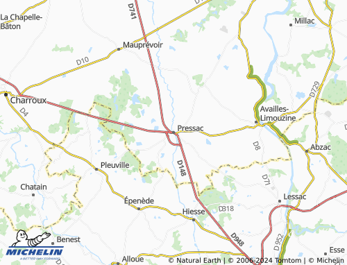 Carte MICHELIN Pressac - ViaMichelin