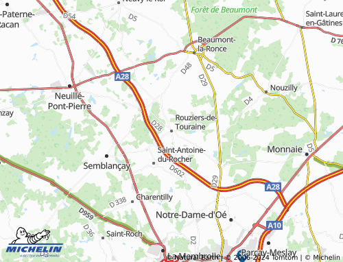 Carte MICHELIN Rouziers-de-Touraine - ViaMichelin
