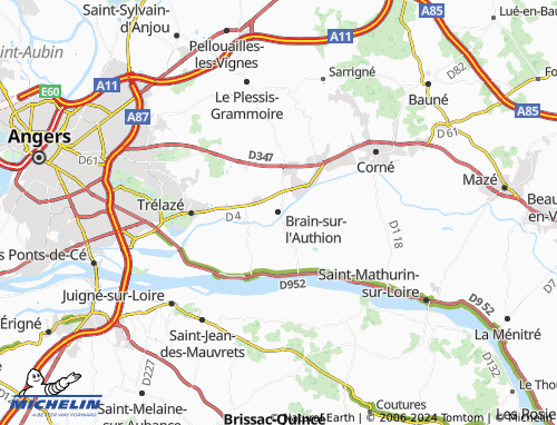 Carte MICHELIN Brain-sur-l'Authion - ViaMichelin