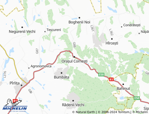 MICHELIN Orașul Cornești map - ViaMichelin