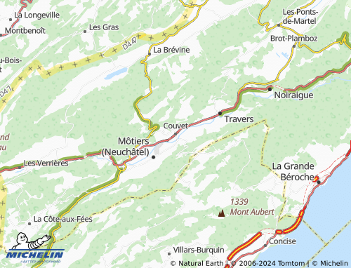 Carte MICHELIN Couvet - ViaMichelin