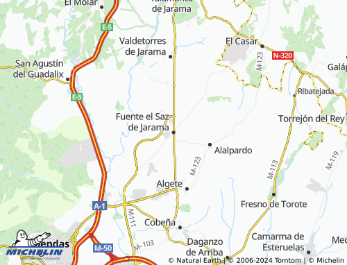 Mapa MICHELIN Fuente el Saz de Jarama - ViaMichelin