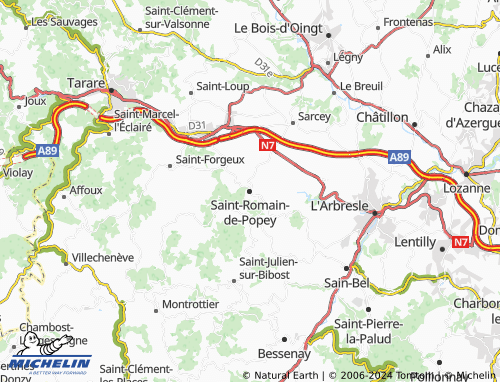 Carte MICHELIN Saint-Romain-de-Popey - ViaMichelin