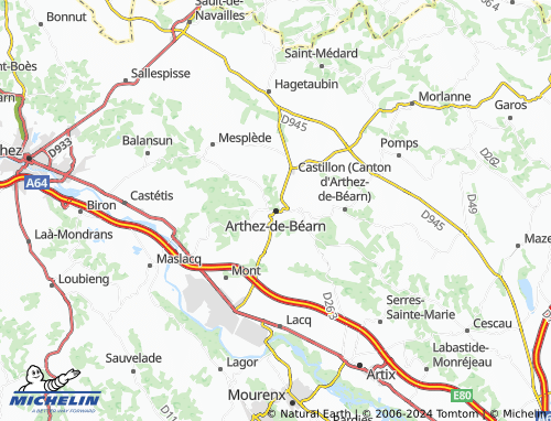 Carte MICHELIN Arthez-de-Béarn - ViaMichelin