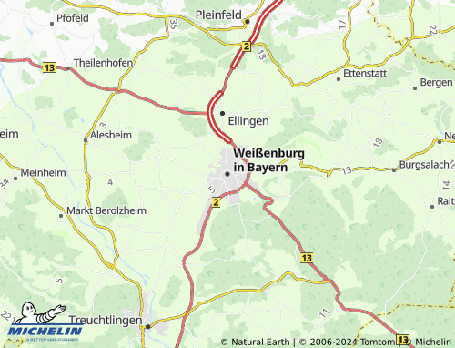MICHELIN-Landkarte Weißenburg in Bayern - ViaMichelin