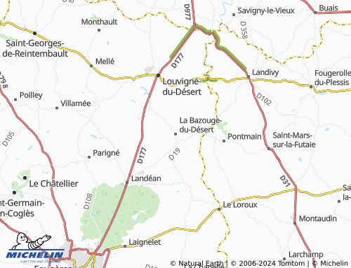 Carte MICHELIN La Bazouge-du-Désert - ViaMichelin