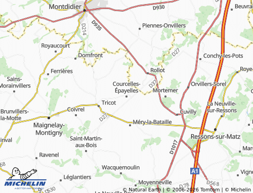 MICHELIN Courcelles-Épayelles map - ViaMichelin