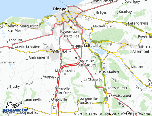 Carte MICHELIN Tourville-sur-Arques - ViaMichelin