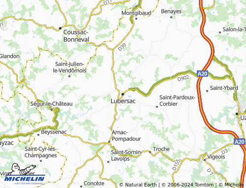 Carte MICHELIN Lubersac - ViaMichelin