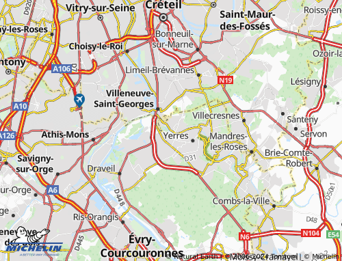 Carte MICHELIN Crosne - ViaMichelin