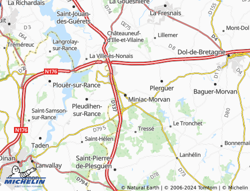 Carte MICHELIN Miniac-Morvan - ViaMichelin