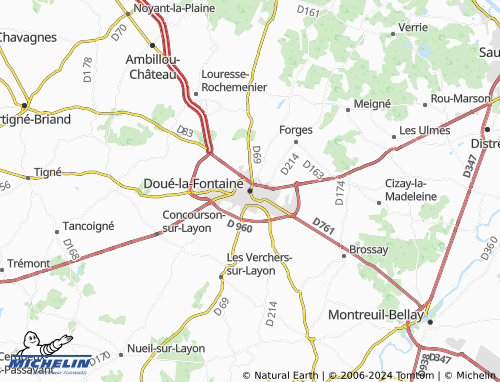 Carte MICHELIN Doué-la-Fontaine - ViaMichelin