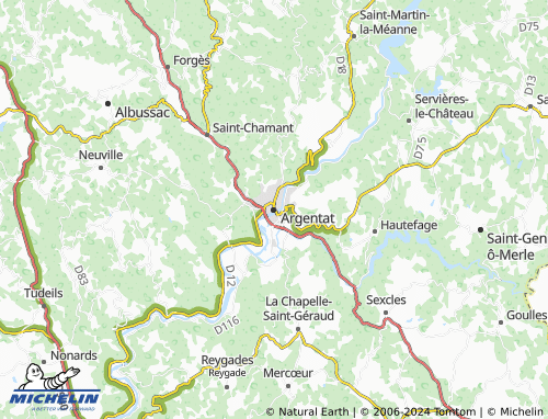 Carte MICHELIN Argentat-sur-Dordogne - ViaMichelin