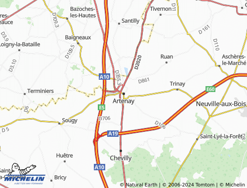 Carte MICHELIN Artenay - ViaMichelin