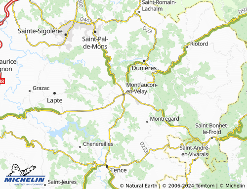Carte MICHELIN Montfaucon-en-Velay - ViaMichelin