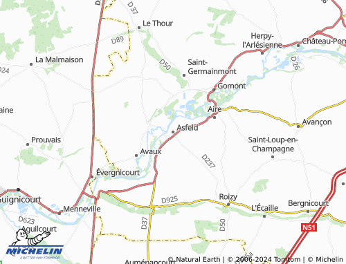 Carte MICHELIN Asfeld - ViaMichelin