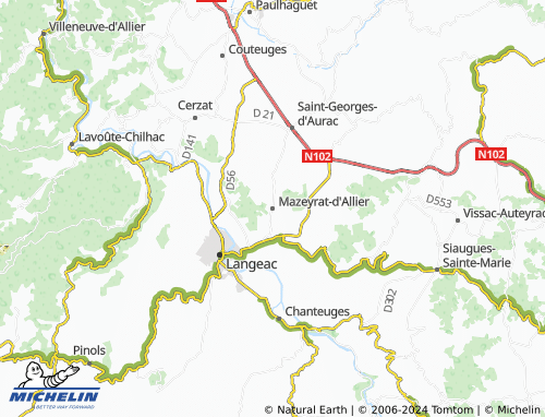 Carte MICHELIN Mazeyrat-d'Allier - ViaMichelin